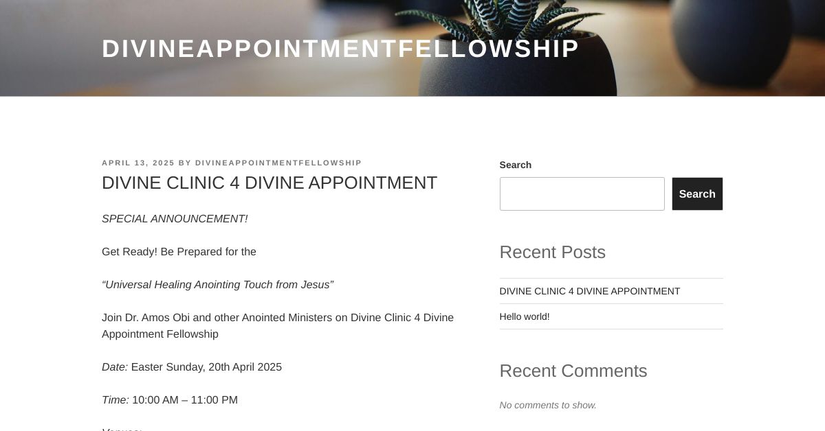 DIVINE CLINIC 4 DIVINE APPOINTMENT – divineappointmentfellowship